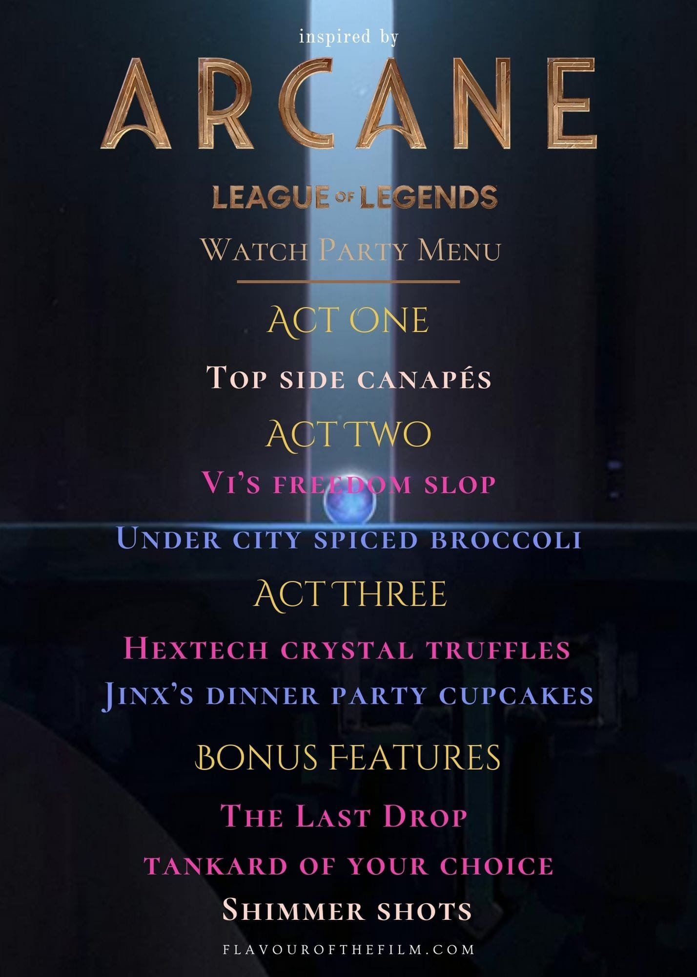 The Ultimate Arcane Watch Party Menu